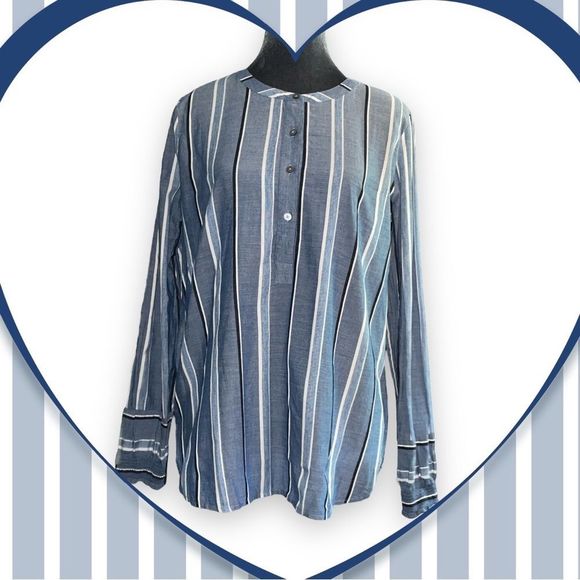 LOFT | Tops | Loftstriped Cotton Tunic Elastic Wrist Cuffs For A Little ...